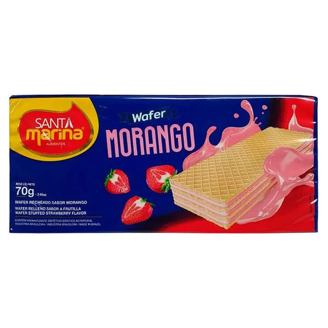 Wafer Recheado de Morango Santa Marina 70g