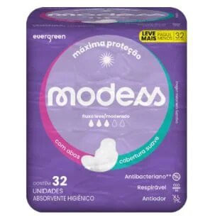 Absorvente com Abas Cobertura Suave Modess com 32un