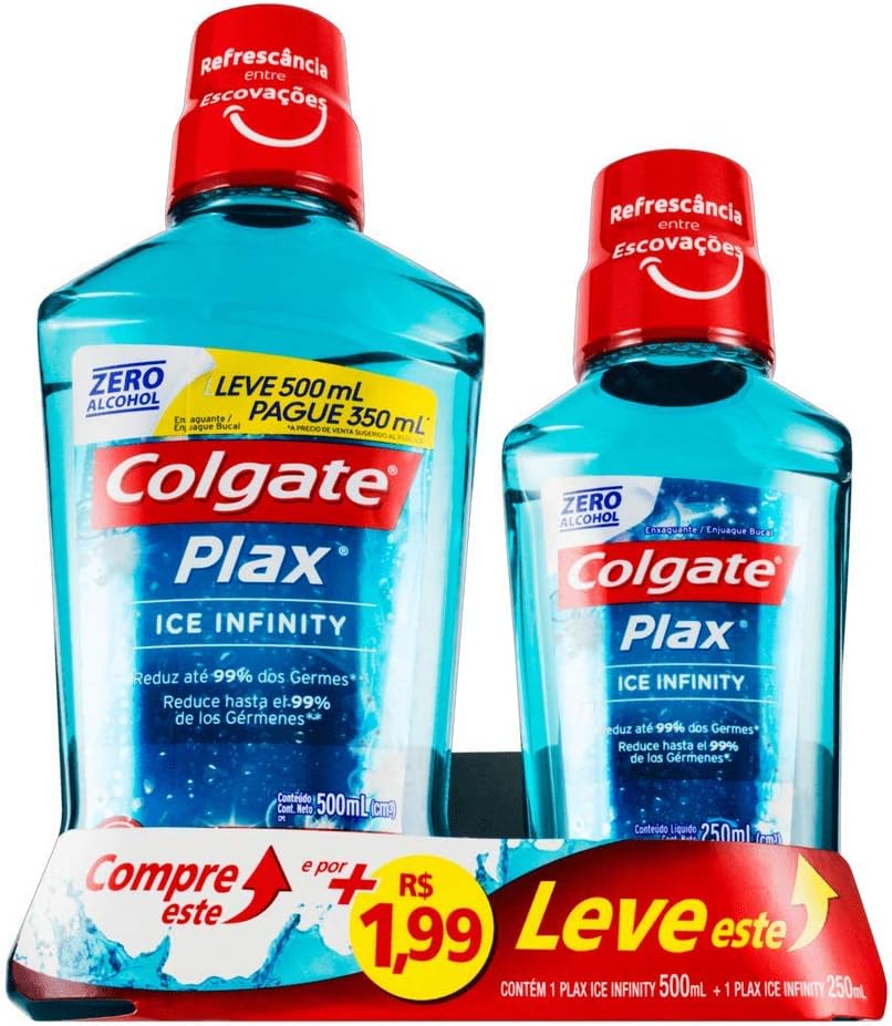 Antisséptico Bucal Plax Ice Infinity 500ml + Ice Infinity 250ml Colgate