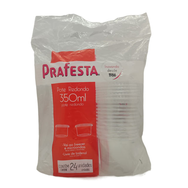 Pote Redondo com Tampa Prafesta 350ml 24un