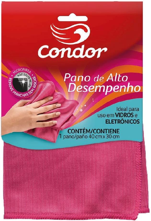 Pano Microfibra para Vidros Rosa Condor