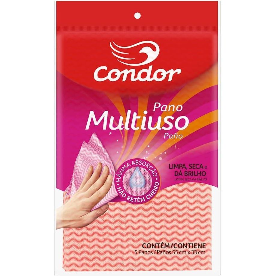 Pack de Pano Multiuso Rosa Condor com 5un