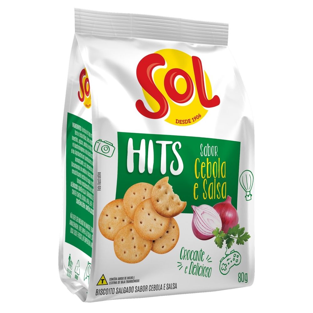 Biscoito Cebola e Salsa Sol Hits Pacote 80g